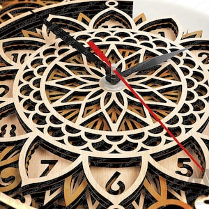 Layered Clock for Laser Cut, Sun and Moon Clock SVG, 3D Clock SVG DXF ...