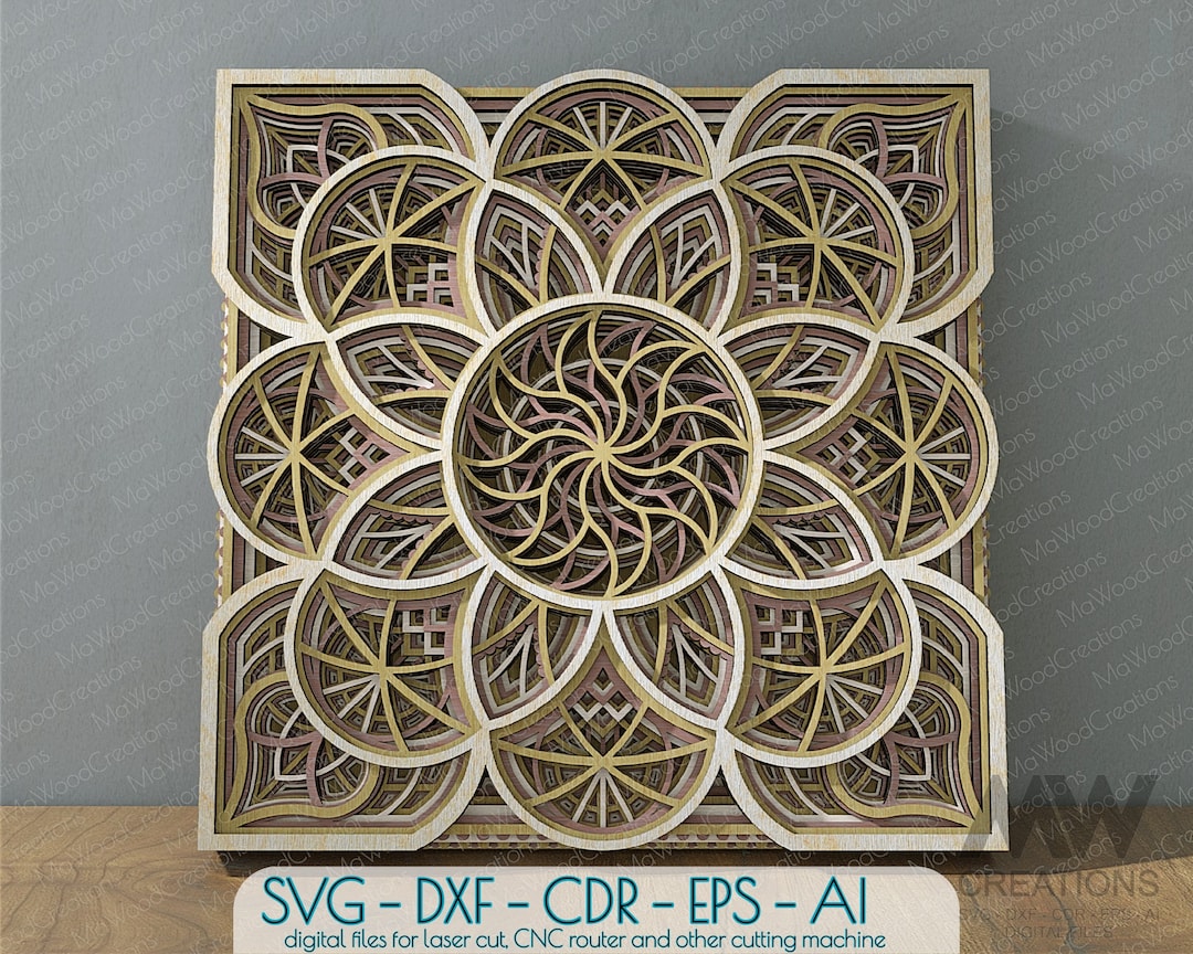 Mandala Multilayer Laser Cut Dxf Svg, Layered 3d Mandala SVG, 3d Flower ...