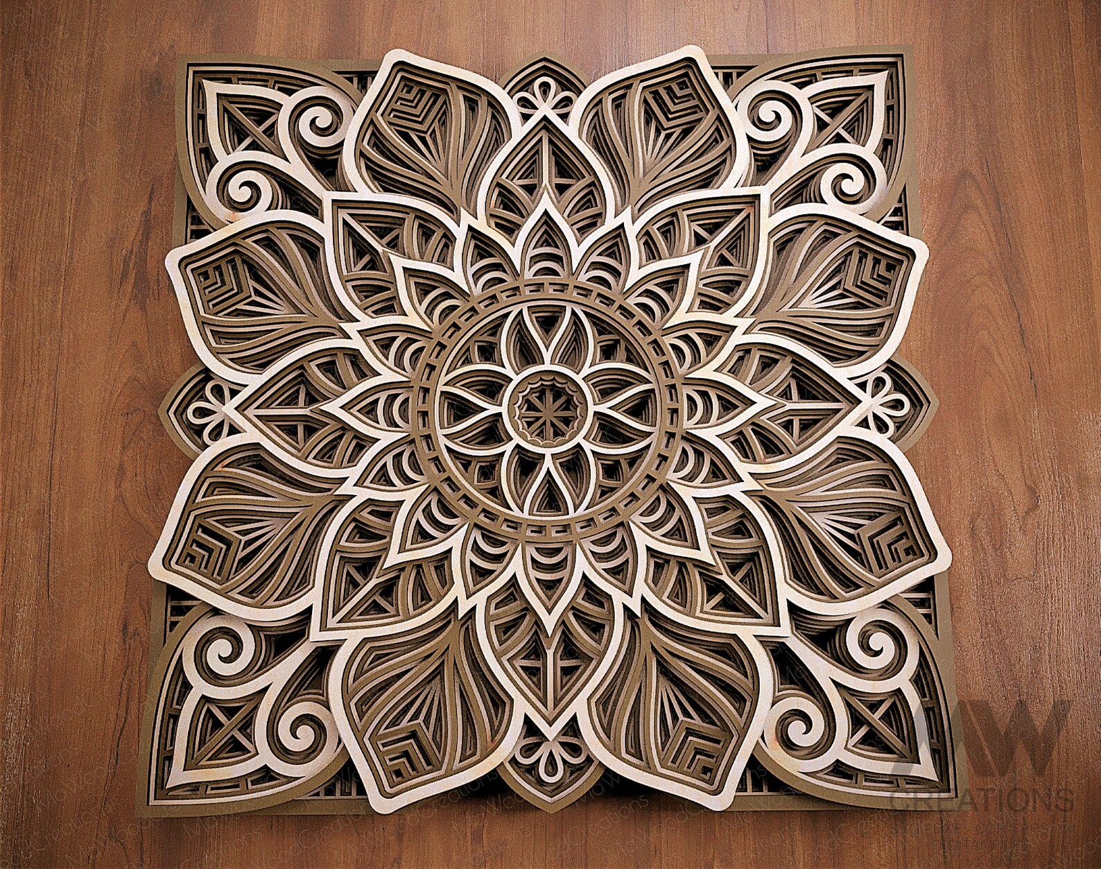 Multilayer Laser Cut Mandala Svg Dxf, Flower Mandala Template, Layered ...