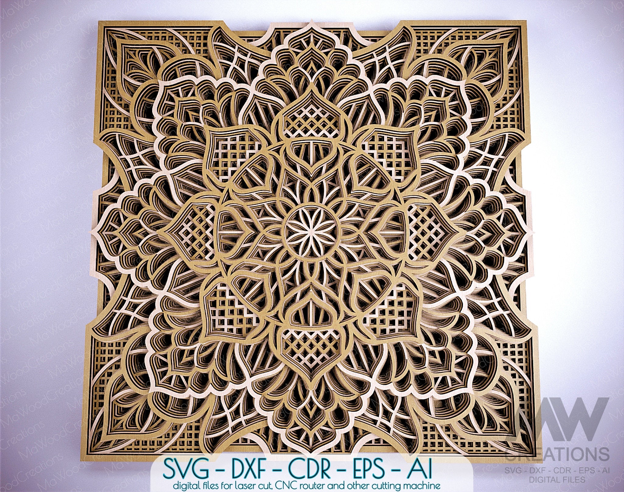 3D Mandala SVG Multi Layer Mandala SVG Dxf Cricut Flower - Etsy