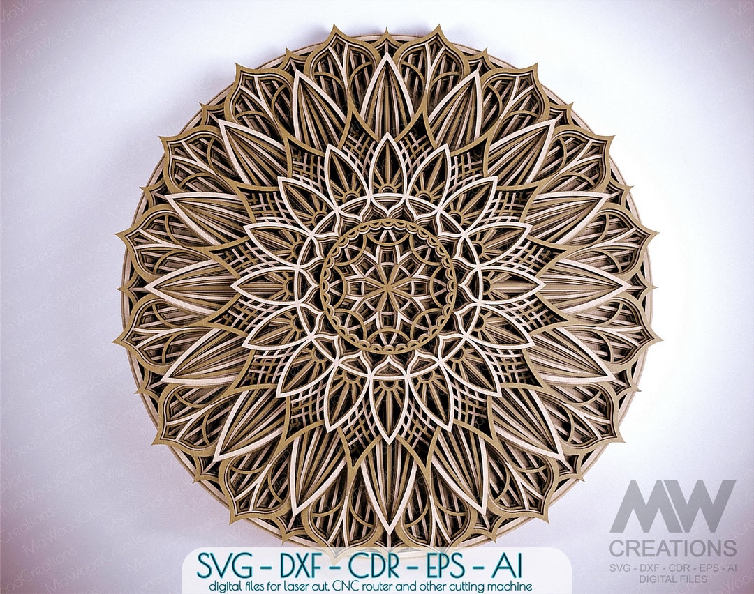 Layered Flower Mandala SVG DXF, 3D Layer Mandala SVG, Multi Layer ...