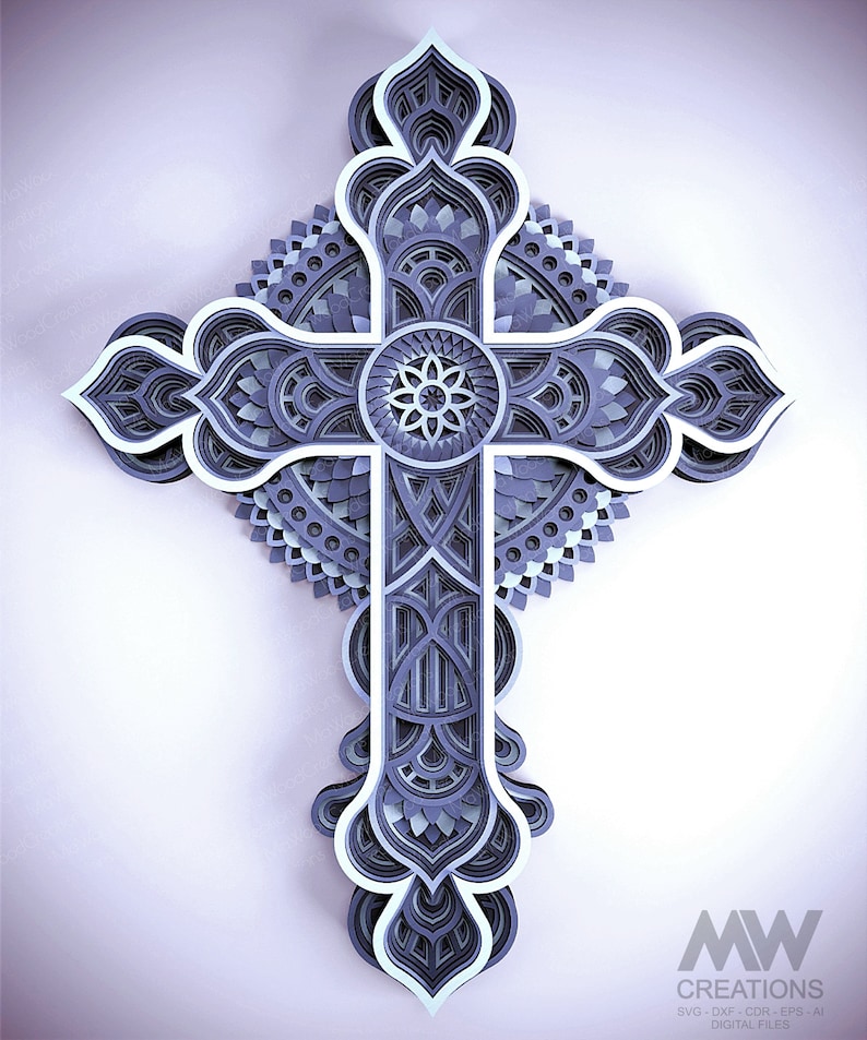 3D Layer Cross Svg Mandala Cross SVG for Cricut Glowforge - Etsy