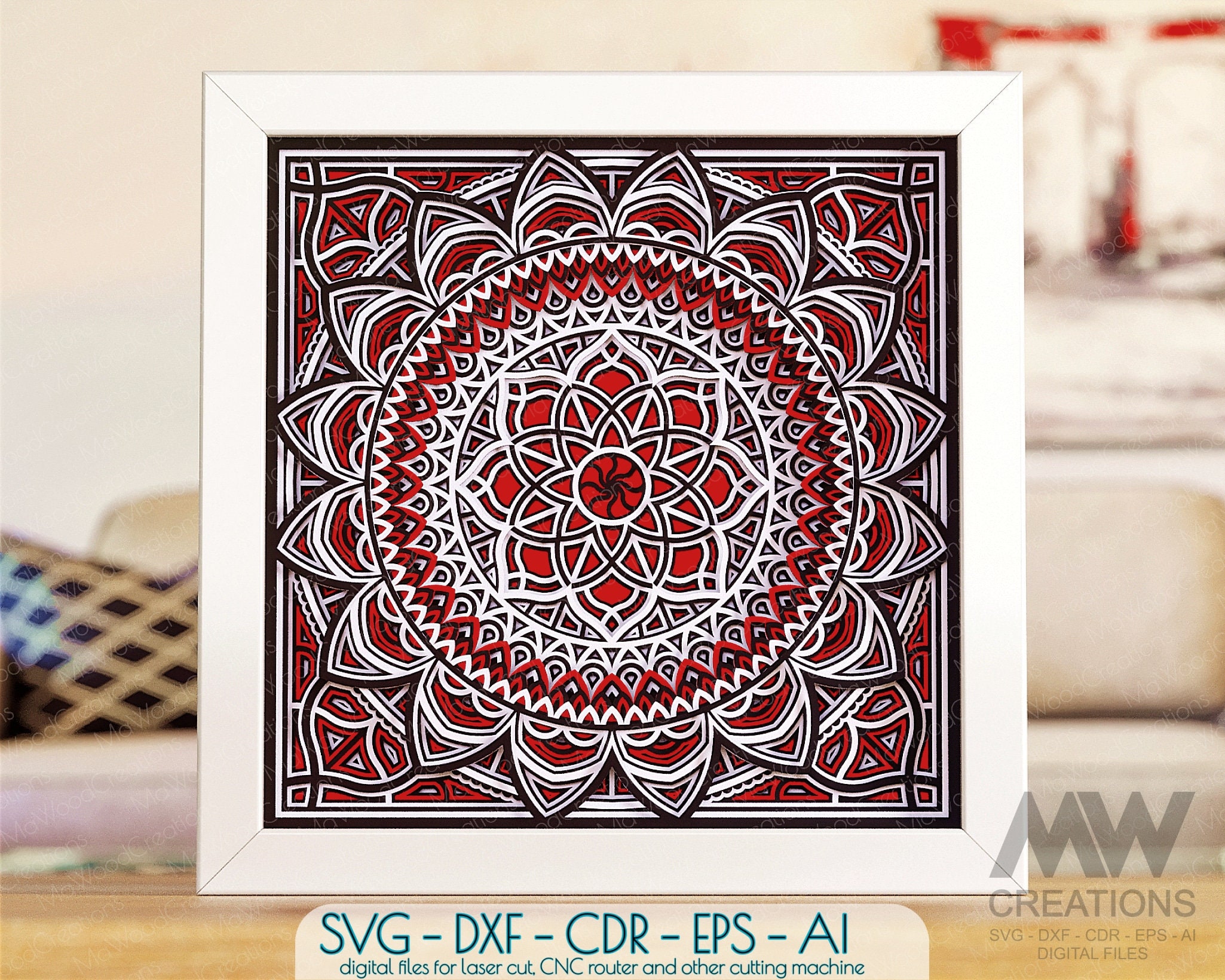 3D Layer Mandala SVG Flower Mandala Paper Cutting Template - Etsy