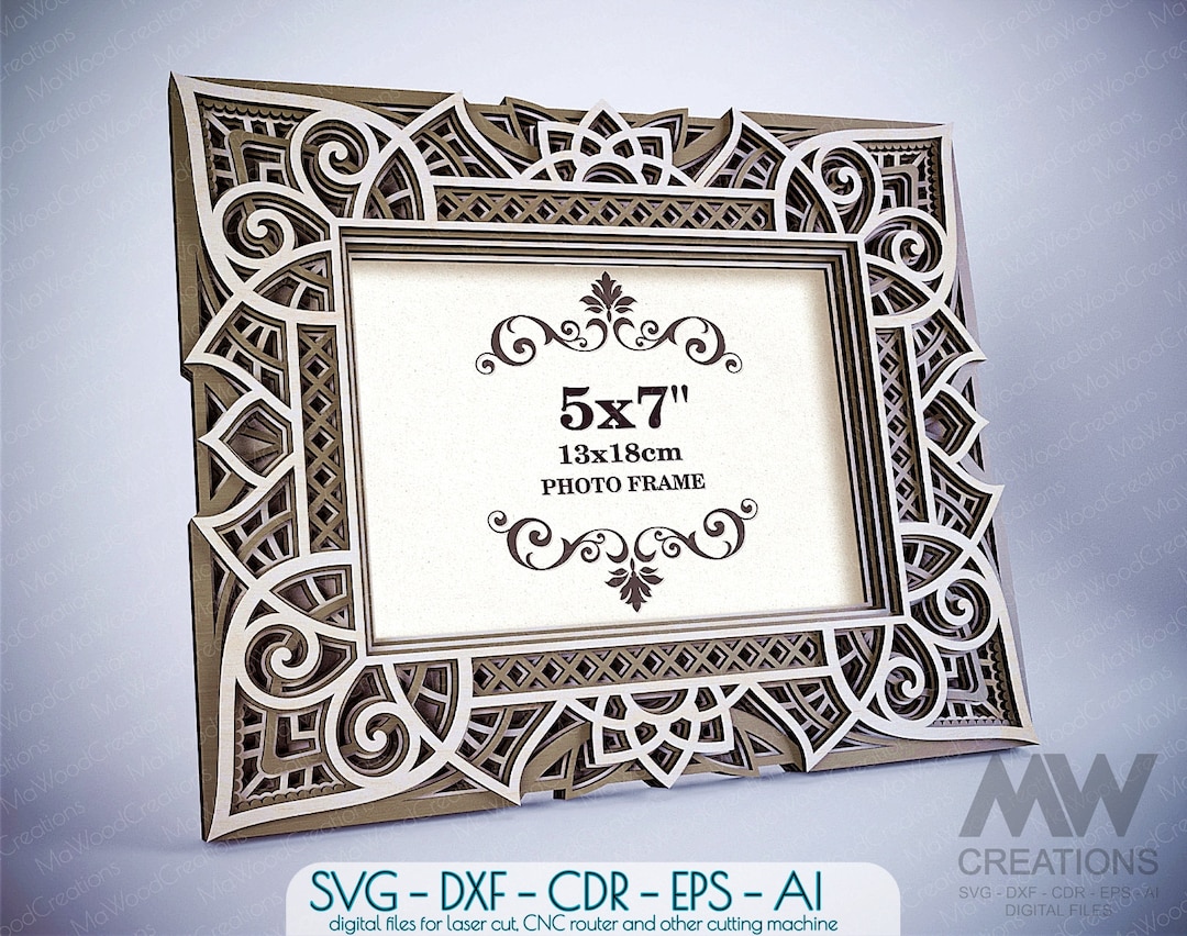 Multilayer Photo Frame, Laser Cut Photo Frame DXF, 5x7 Picture Frame ...