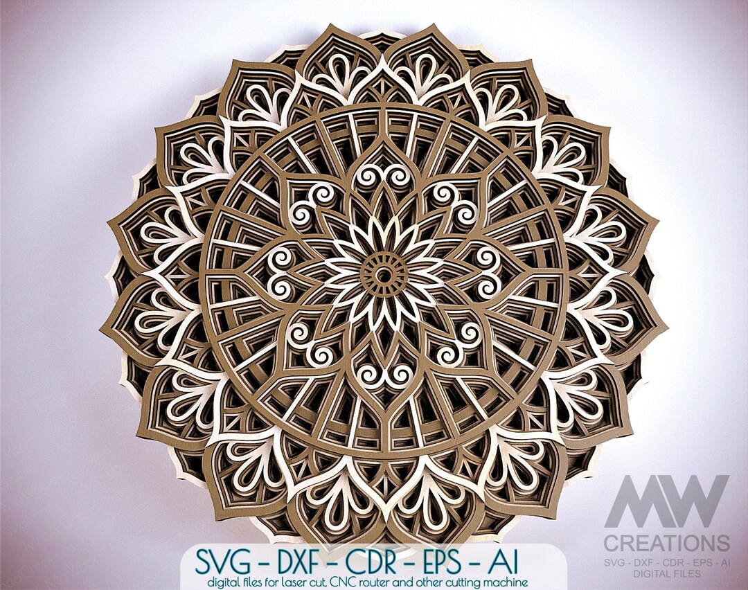 Multi Layer Mandala SVG Dxf, 3D SVG Mandala, Cricut Mandala Svg, Laser ...