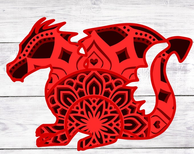 Dragon Layered SVG 4 Layer Animal Svg, Cricut Projects, Multi Layer Svg ...