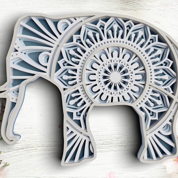 Layered Elephant Svg - Etsy