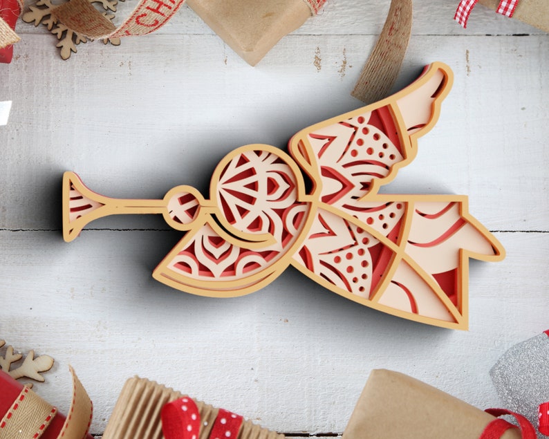 3D Christmas SVG DXF 4 Layer Angel Svg 3D Mandala Svg - Etsy