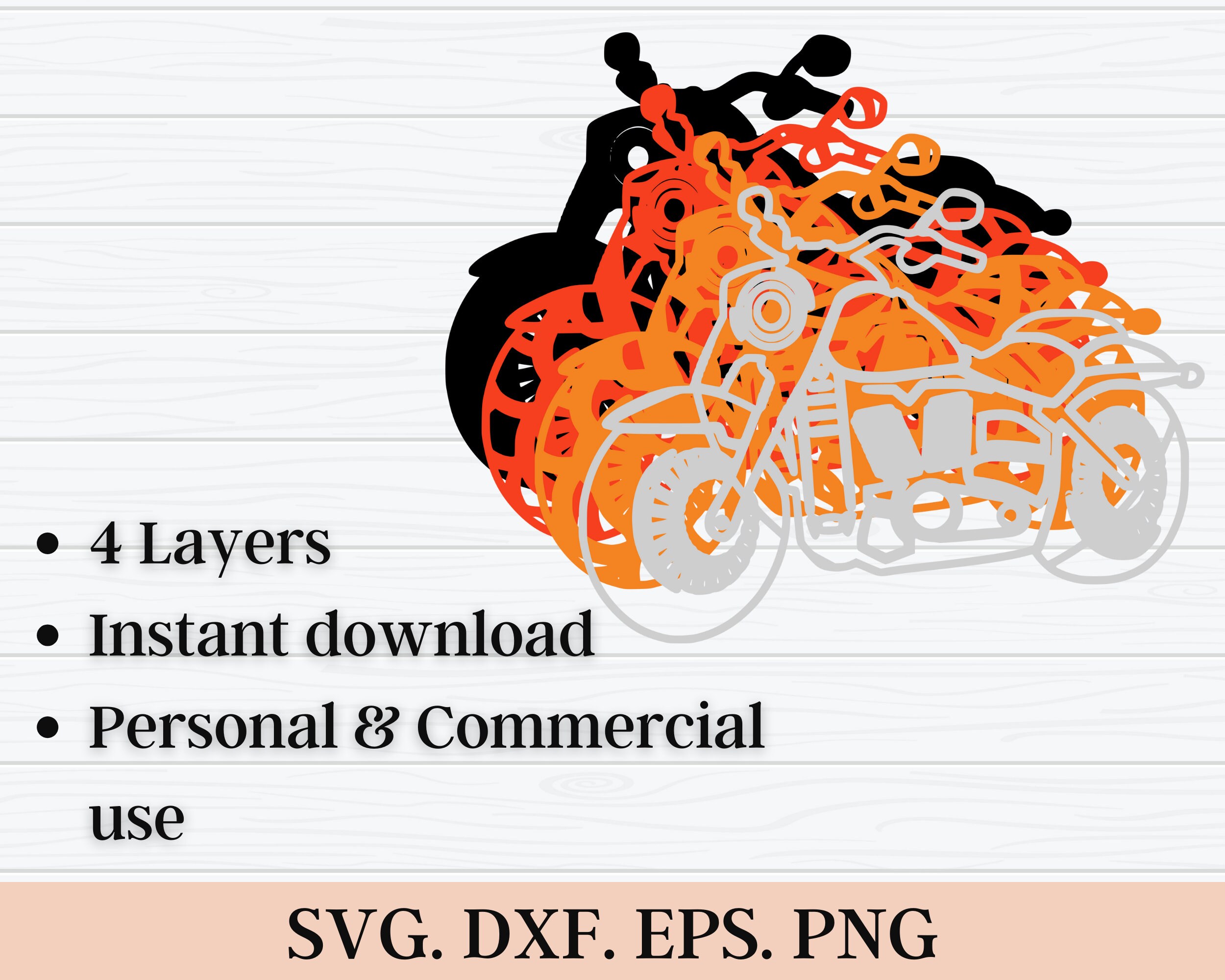 3D Motorcycle SVG DXF 4 Layer Biker Svg 3D Mandala Svg - Etsy