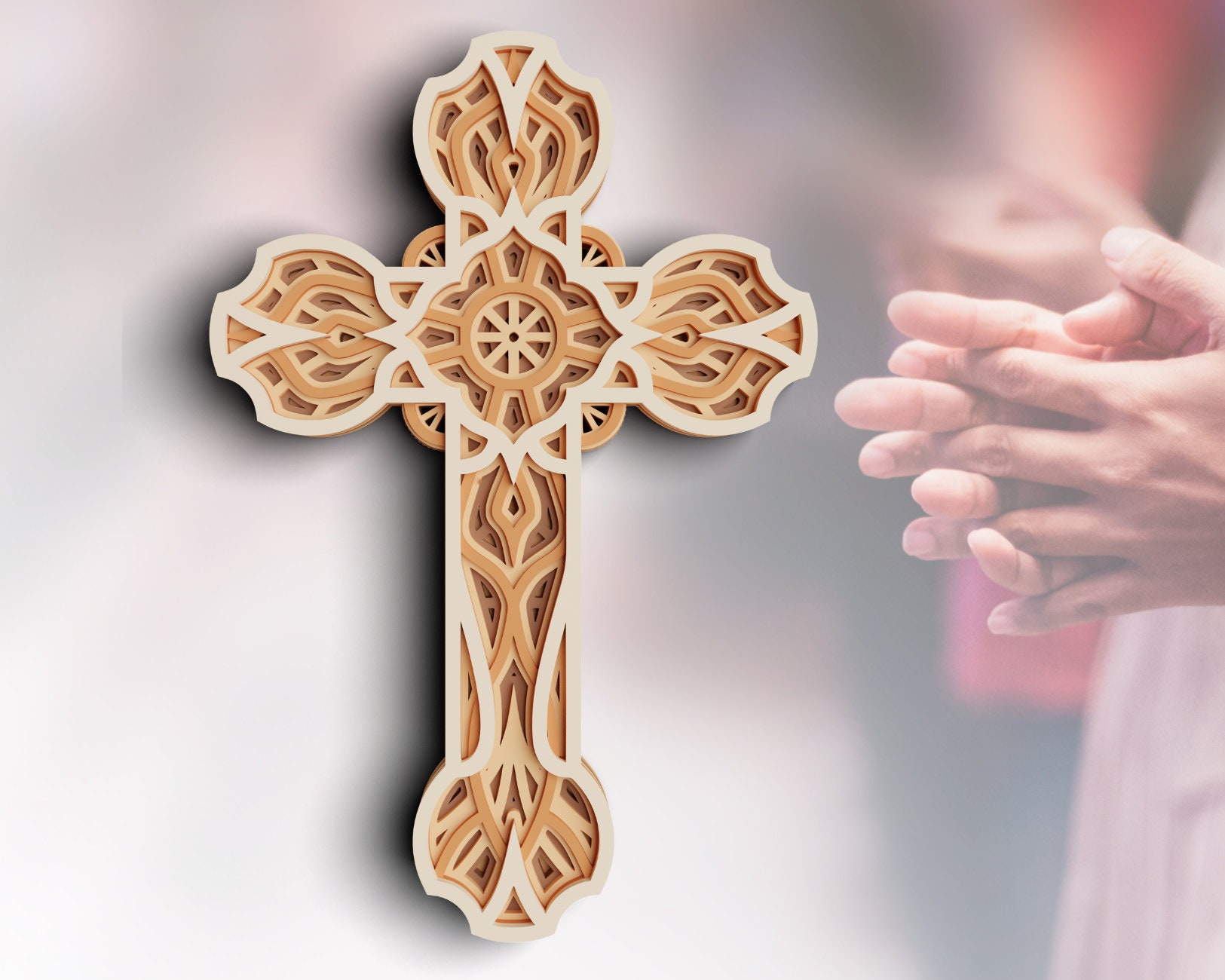3D Christian Cross SVG DXF 6 Layer Laser Cut Mandala Files - Etsy Australia