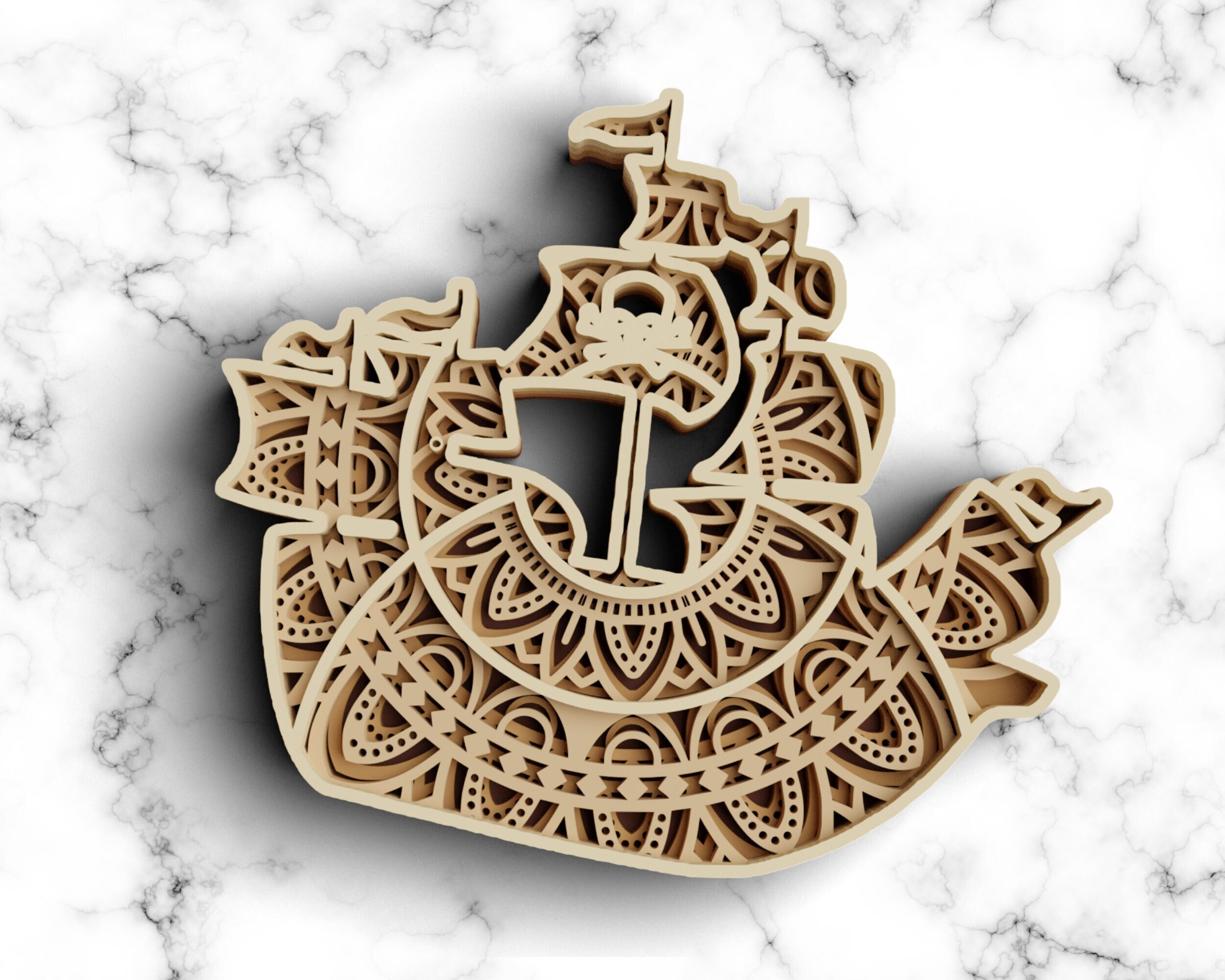 3D Pirate Ship SVG DXF 4 Layer Pirate Svg 3D Mandala Svg - Etsy