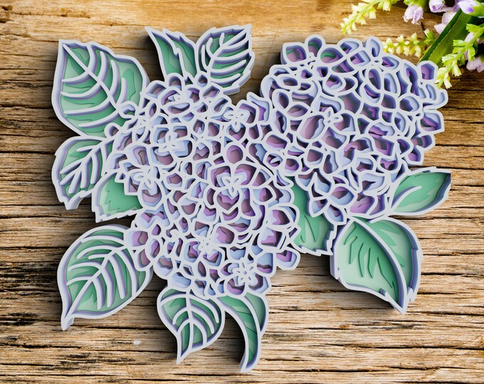 3D Hydrangea Layered SVG DXF Mandala Svg Shadow Box Svg Files for ...