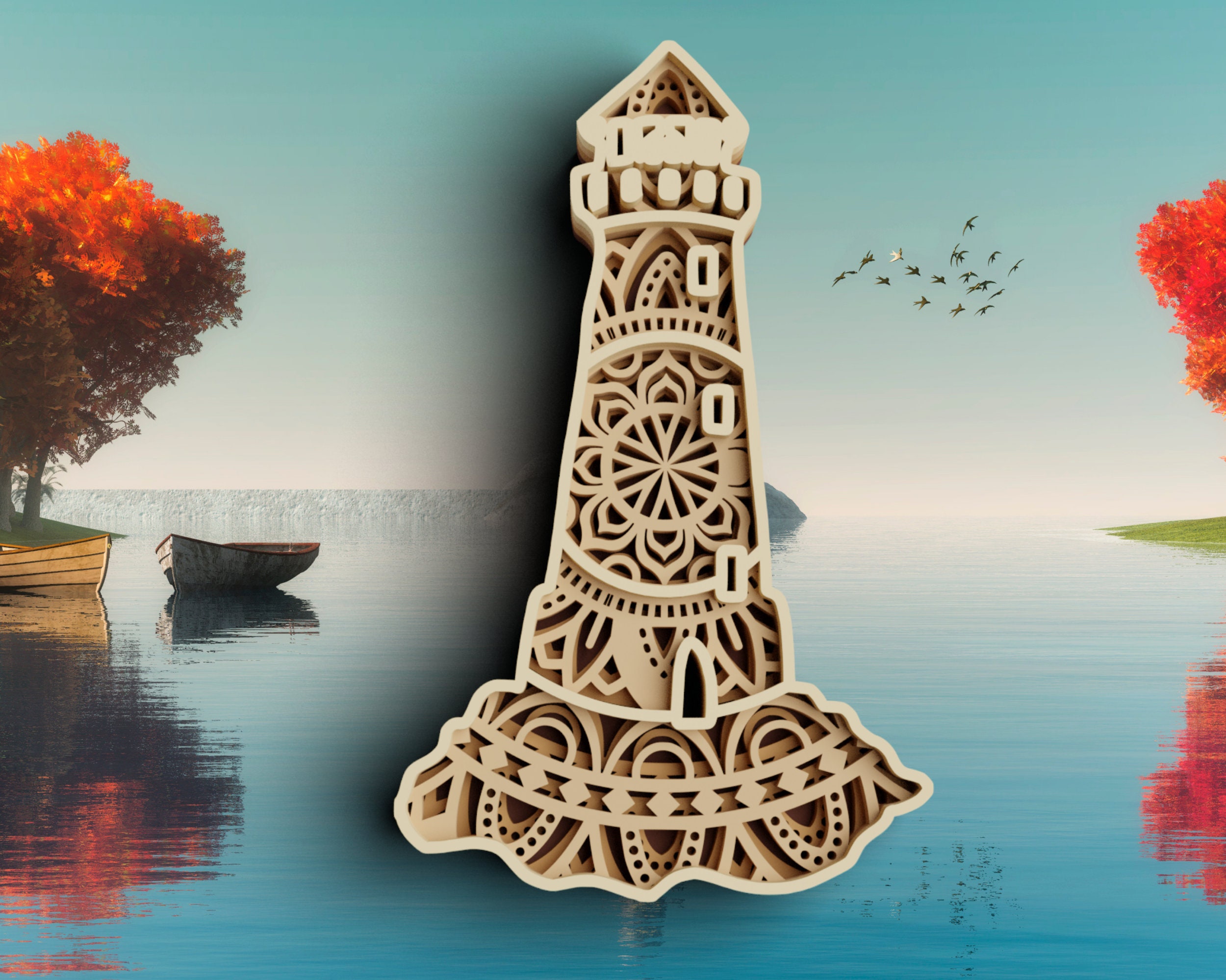 3D Lighthouse SVG DXF 4 Layer Nautical Svg 3D Mandala Svg | Etsy