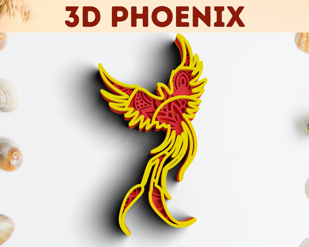 3D Phoenix SVG DXF Bird Svg 3D Mandala Svg Layered Mandala - Etsy