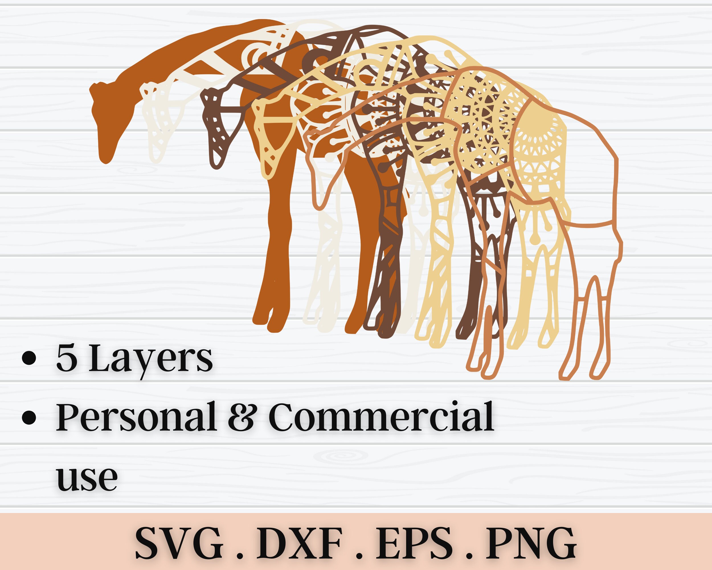 3D Giraffe SVG DXF 5 Layer Animal Svg 3D Mandala Svg - Etsy