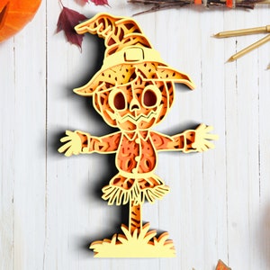 3D Layered Halloween Straw Man SVG DXF Files for Plasma 3D Mandala Svg ...