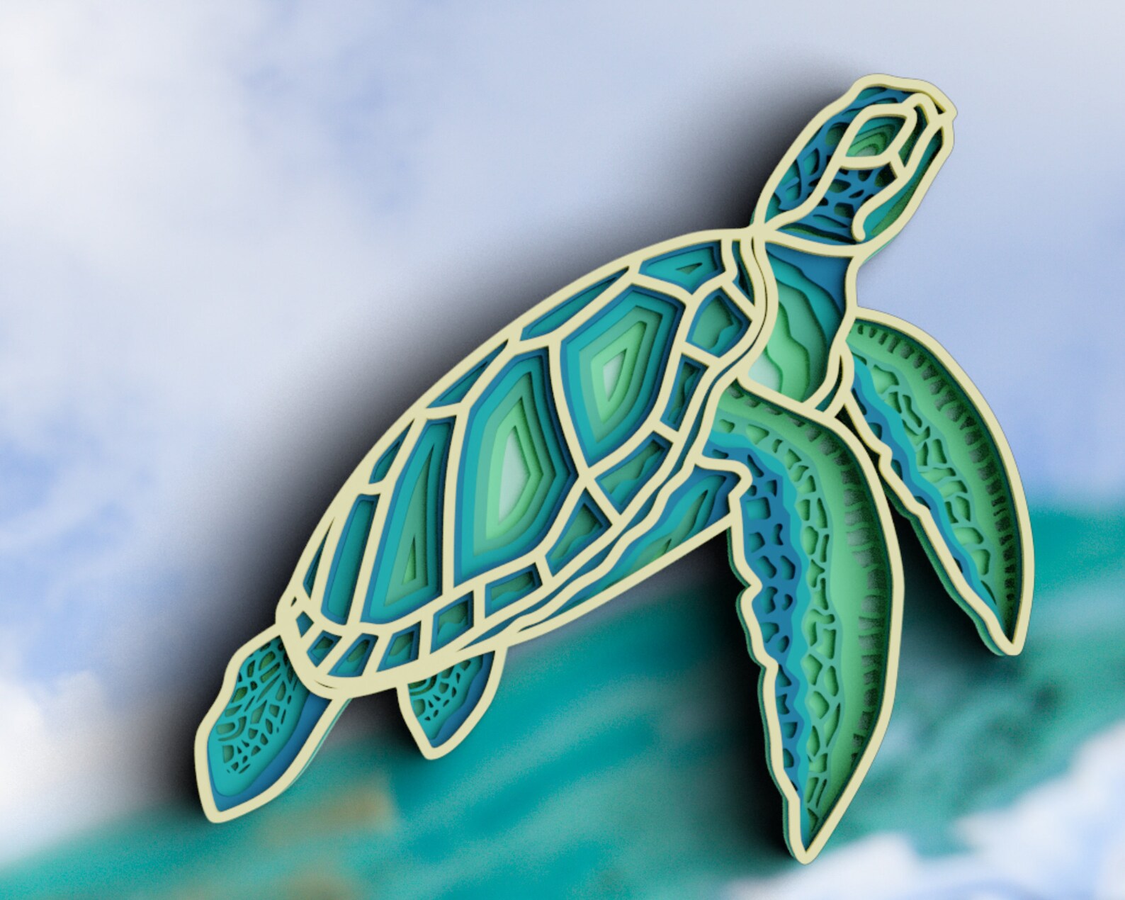 3D Sea Turtle SVG DXF 6 Layer Ocean Svg 3D Mandala Svg - Etsy