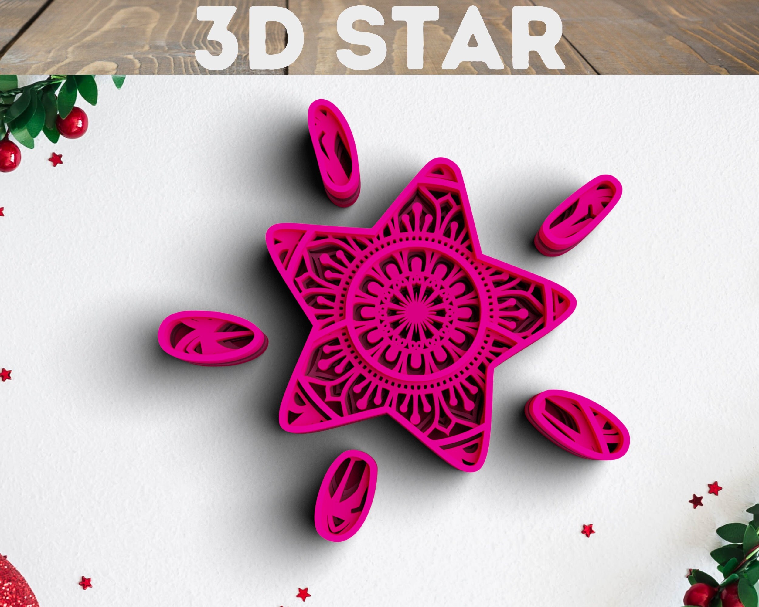 3D Christmas SVG DXF 5 Layer Star Svg 3D Mandala Svg - Etsy