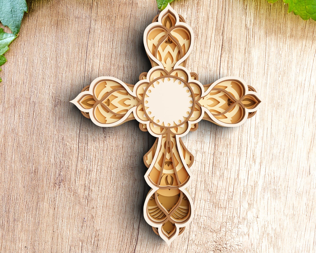 Cruz de capas SVG DXF 7 capas, Cruz de fe Svg 3D Mandala Svg, Archivos ...