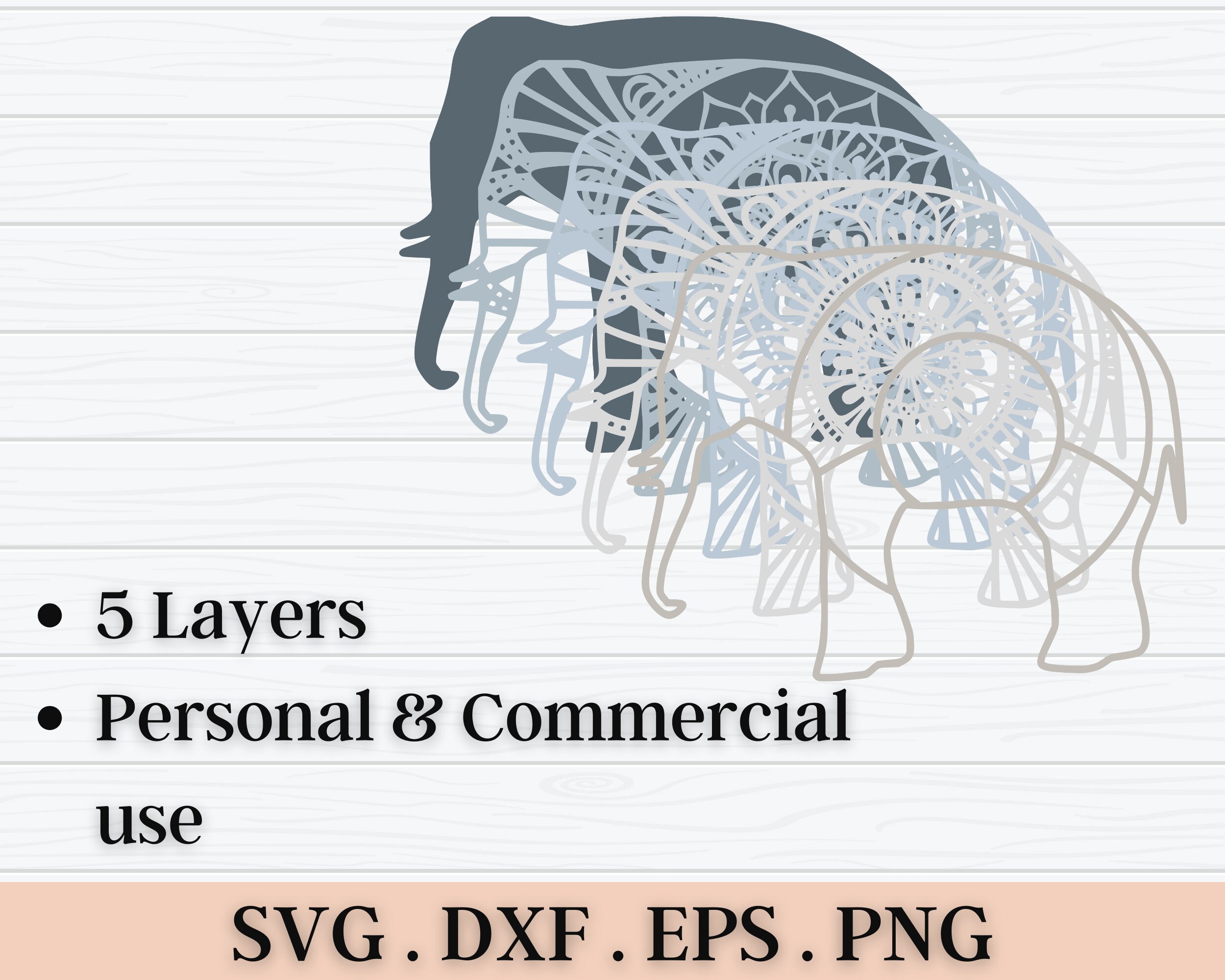 3D Elephant SVG DXF 5 Layer Animal Svg 3D Mandala Svg - Etsy Australia