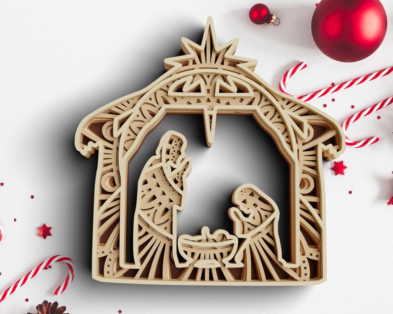 3D Christmas SVG DXF 5 Layer Nativity Svg 3D Mandala Svg - Etsy