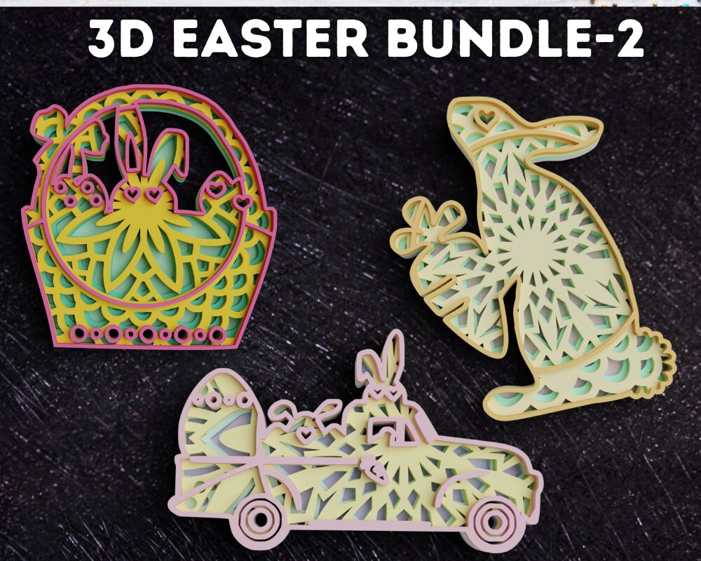 3D Easter SVG DXF 4 Layer Easter Bunny Svg 3D Mandala Svg - Etsy