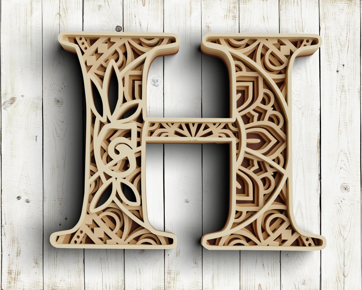Laser Cut Mandala Letter Glowforge Files 3d letter svg Layered Letters ...