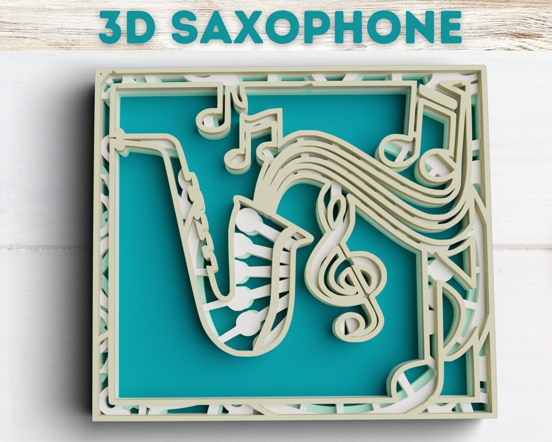 3D Saxophone SVG DXF 4 Layer Music Svg 3D Shadow Box Svg Layered ...