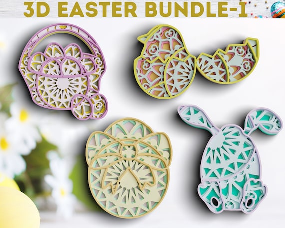 3D Easter SVG DXF 4 Layer Easter Bunny Svg 3D Mandala Svg - Etsy