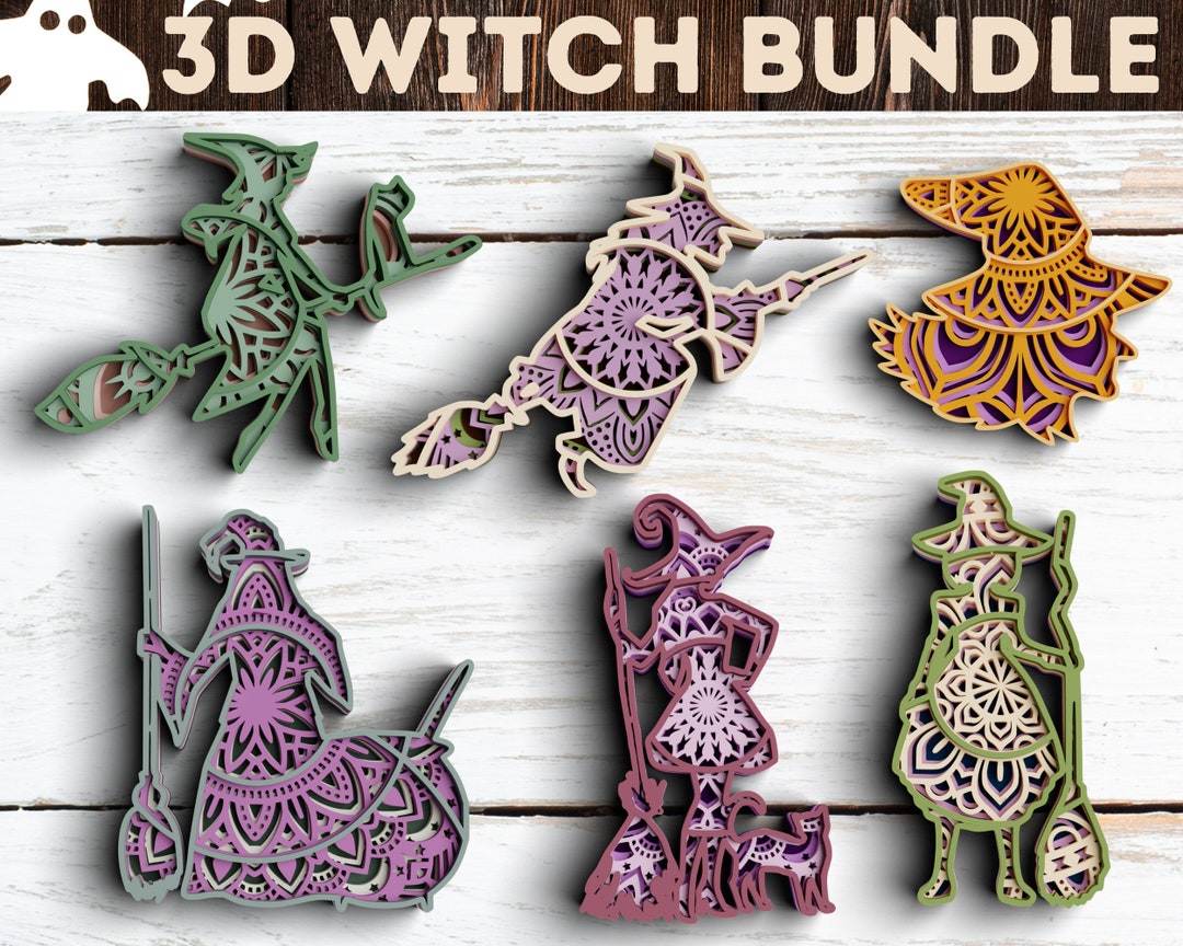 3D Layered Witch Halloween SVG DXF Bundle DXF Files for Plasma 3D ...
