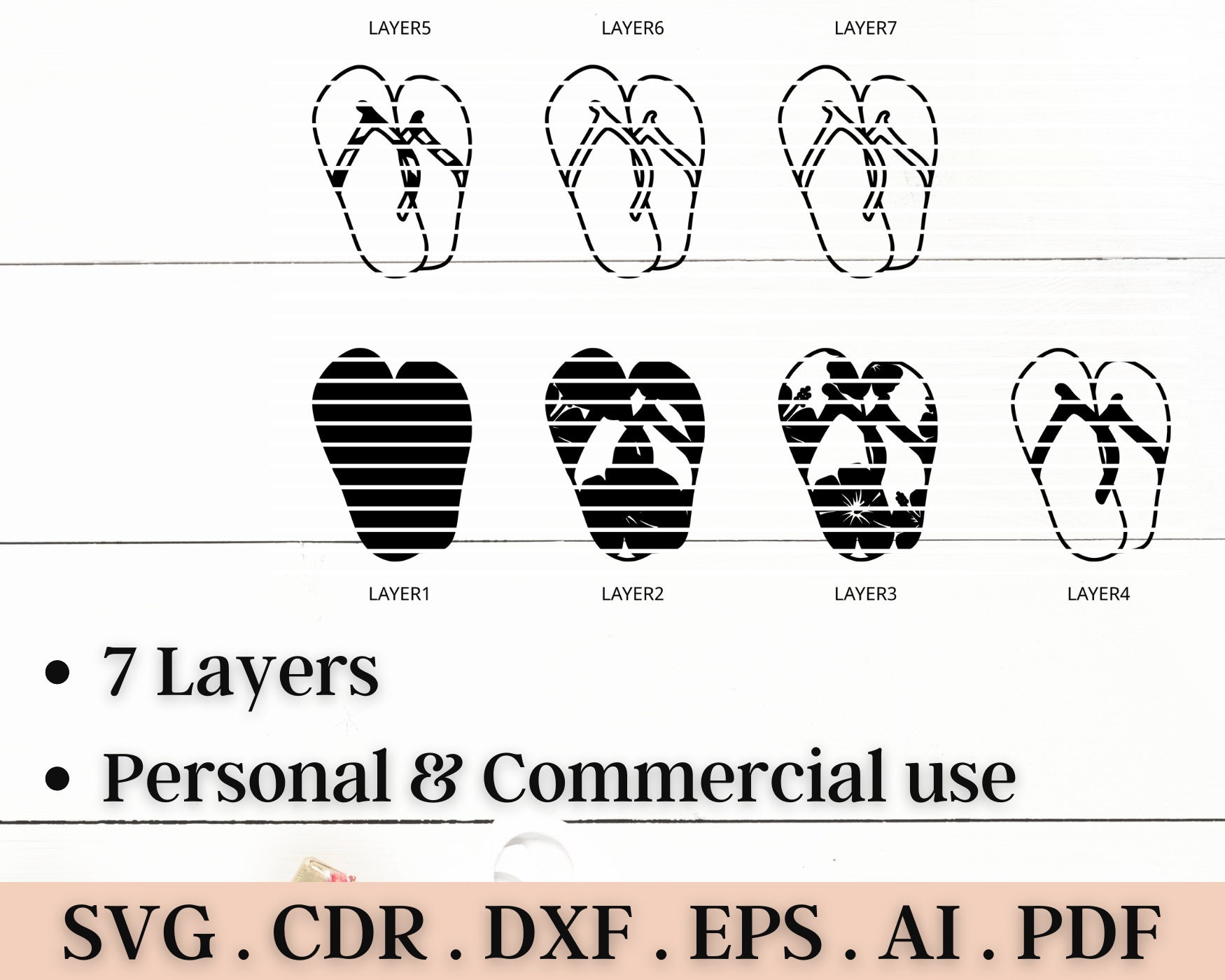 3D Slippers SVG DXF 7 Layer Summer Svg Wall Art Laser Cut - Etsy Australia