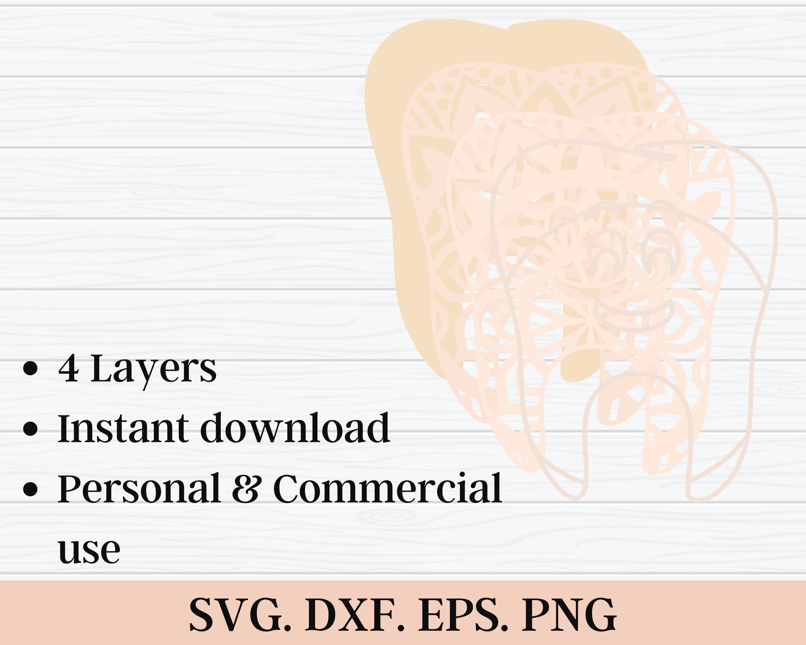 3D Tooth SVG DXF 4 Layer Dental Svg 3D Mandala Svg Layered - Etsy