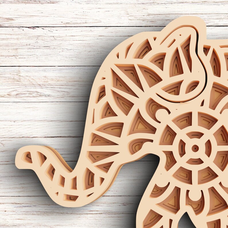 Baby Elephant SVG DXF 5 Layer Animal Svg 3D Mandala Svg - Etsy