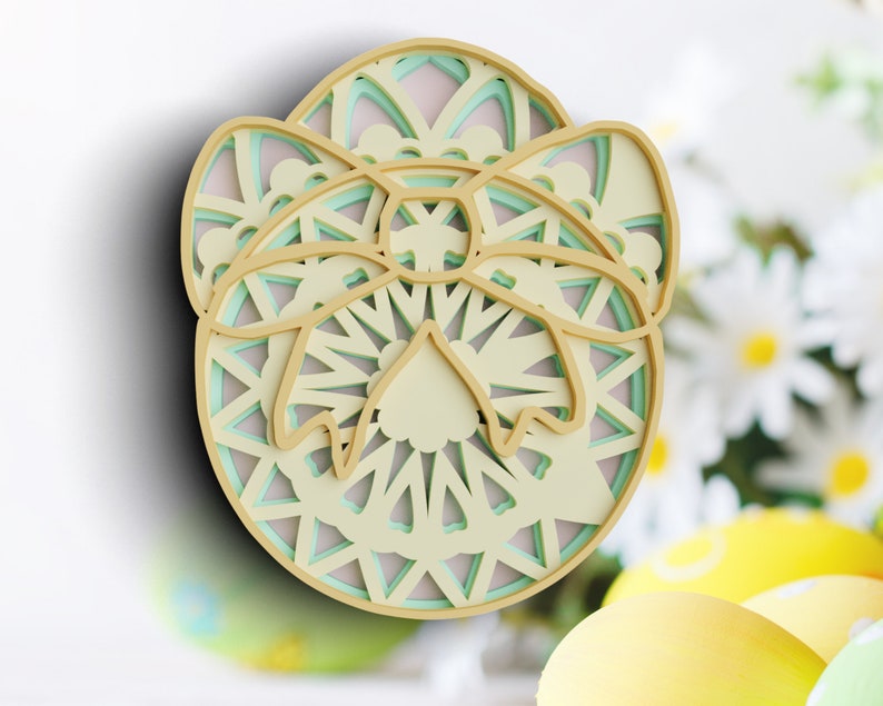 3D Easter SVG DXF 4 Layer Easter Bunny Svg 3D Mandala Svg - Etsy