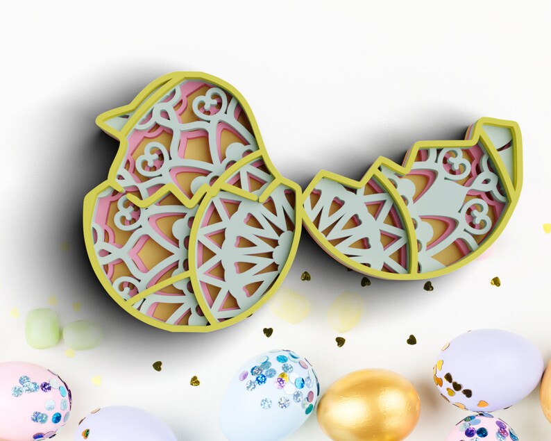 3D Easter SVG DXF 4 Layer Easter Bunny Svg 3D Mandala Svg - Etsy