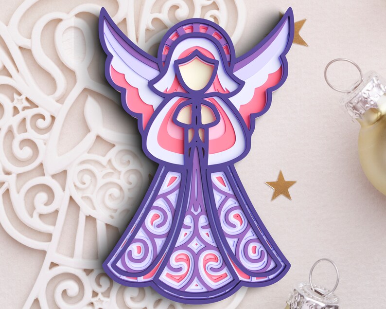 3D Angel SVG DXF 7 Layer Christmas Svg 3D Mandala Svg - Etsy