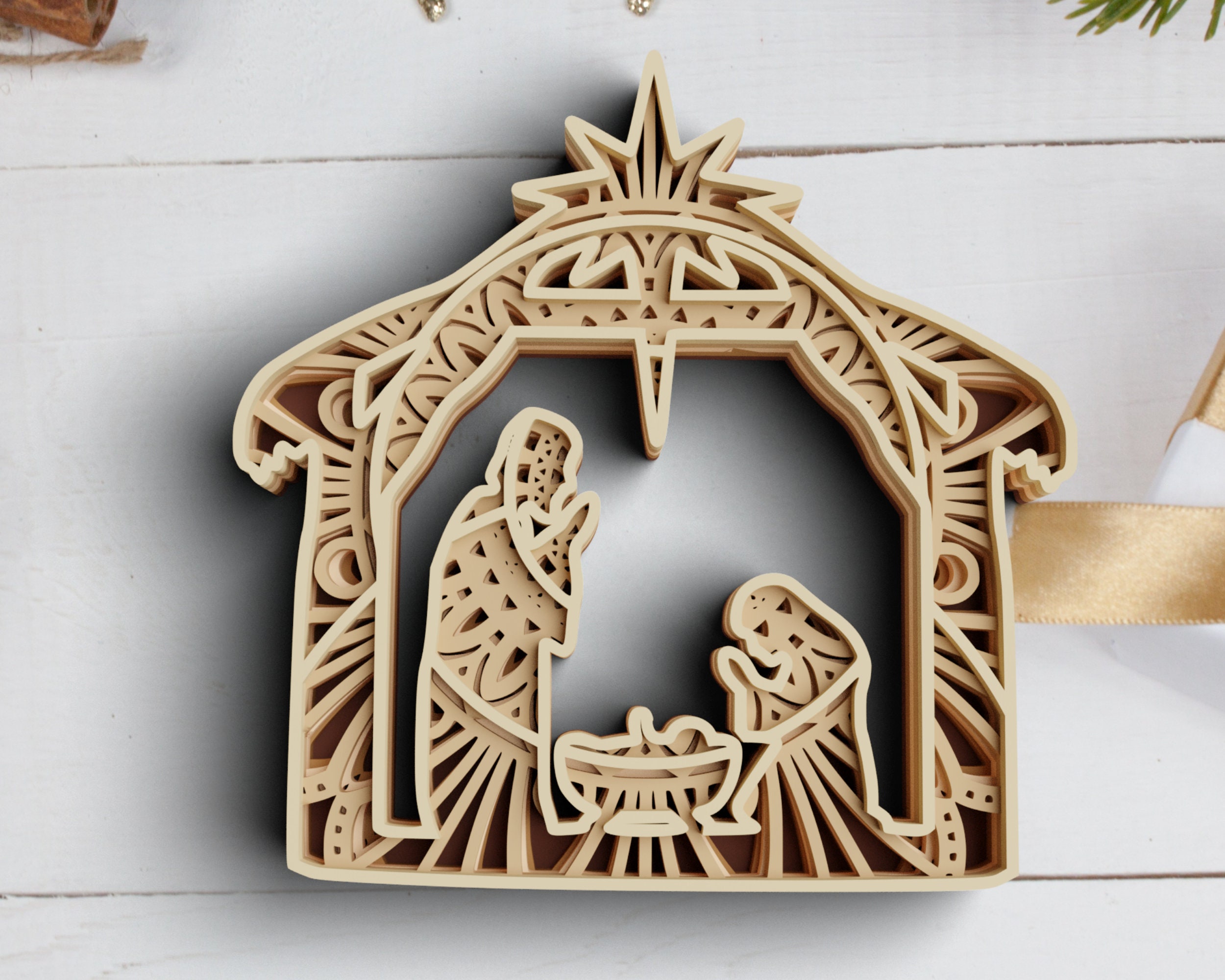 3D Christmas SVG DXF 5 Layer Nativity Svg 3D Mandala Svg - Etsy