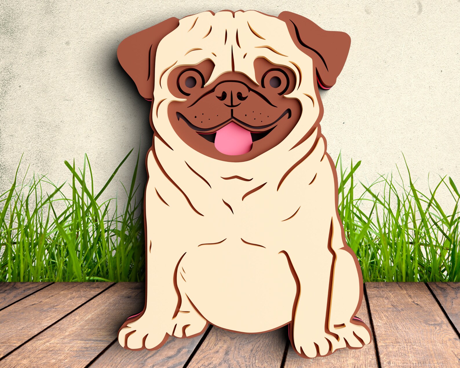 3D Pug SVG DXF 5 Layer Dog Svg 3D Mandala Svg Layered - Etsy