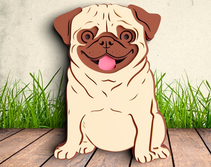 3D Pug SVG DXF 5 Layer Dog Svg 3D Mandala Svg Layered Mandala Svg Files ...