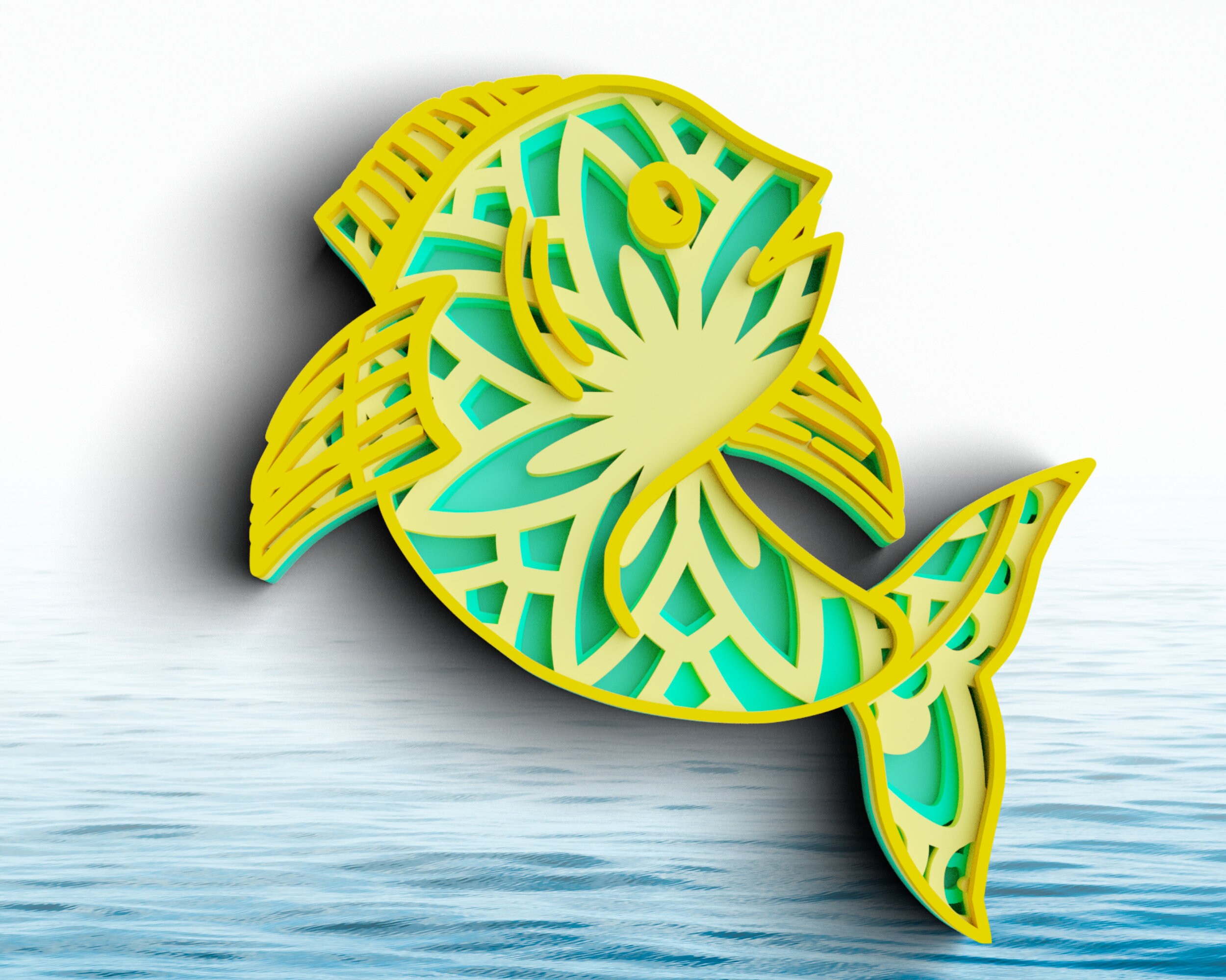 3D Fish SVG DXF 4 Layer Fishing Svg 3D Mandala Svg Layered | Etsy