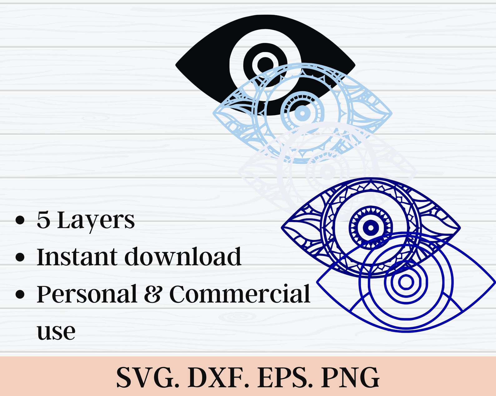 3D Evil Eye SVG DXF 5 Layer Religious Svg 3D Mandala Svg - Etsy