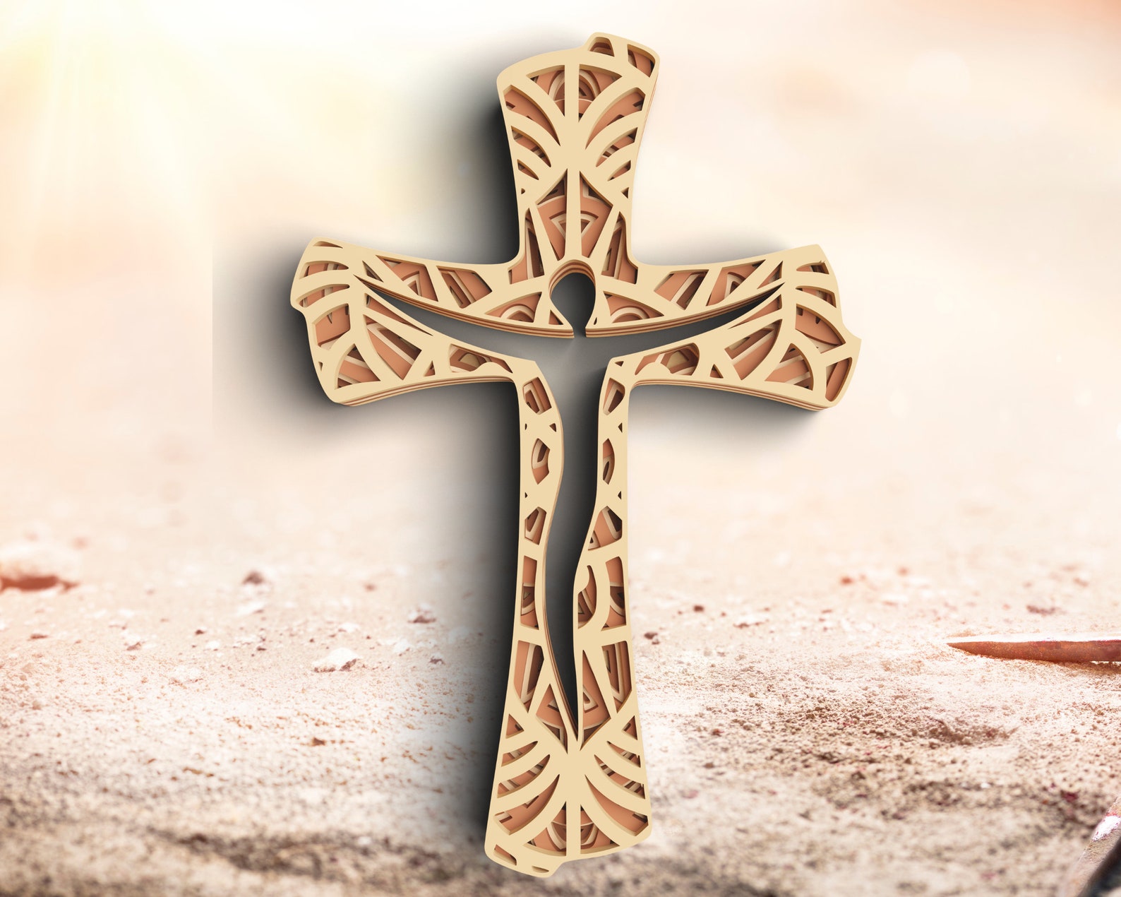 3D Cross SVG DXF 5 Layers Faith Cross Svg 3D Mandala Svg - Etsy