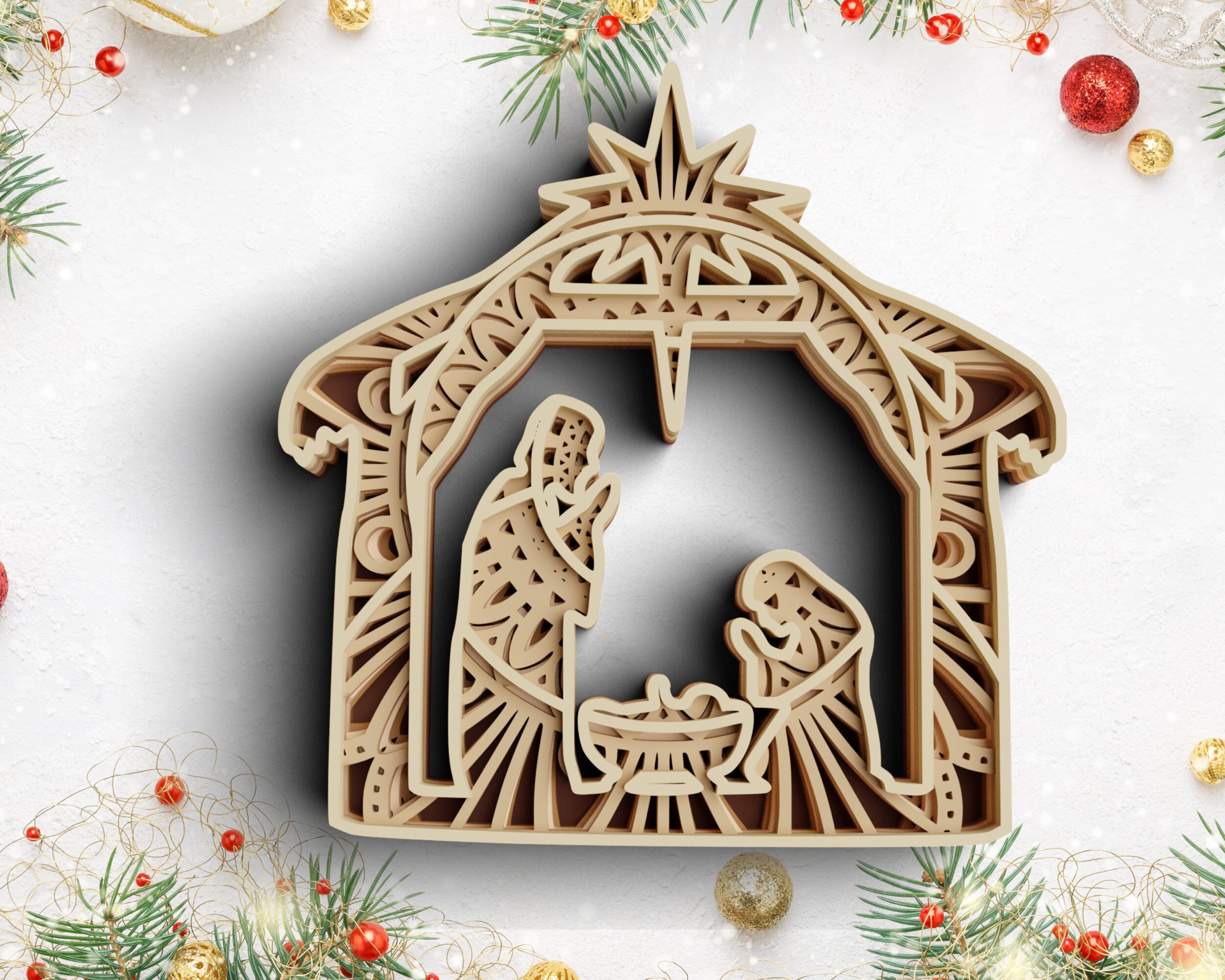 3D Christmas SVG DXF 5 Layer Nativity Svg 3D Mandala Svg - Etsy