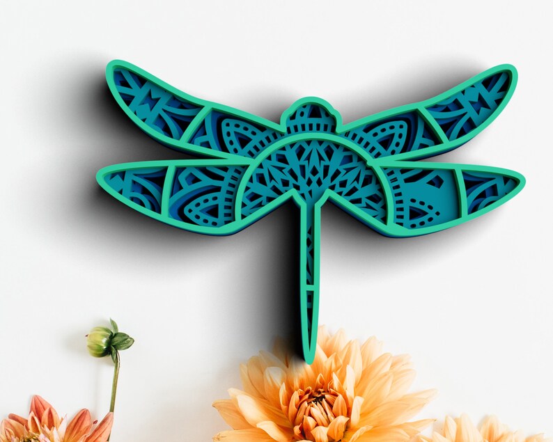 3D Dragonfly SVG DXF Insect Svg Svg 3D Mandala Svg Layered | Etsy