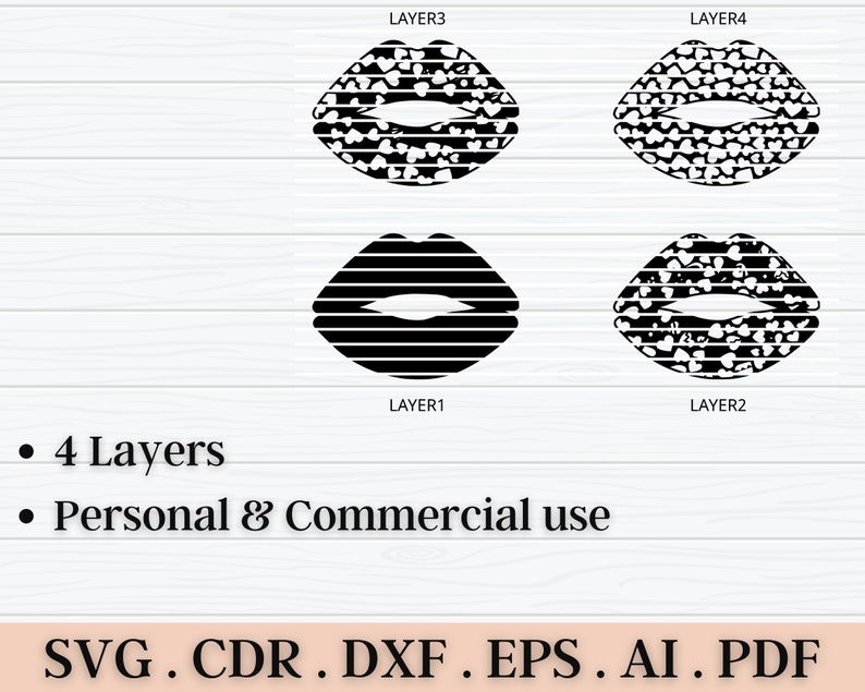 3D Layered Red Lips SVG DXF Valentine Svg 3D Mandala Svg - Etsy