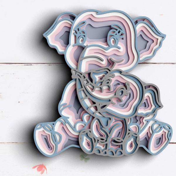 Layered Elephant Svg - Etsy