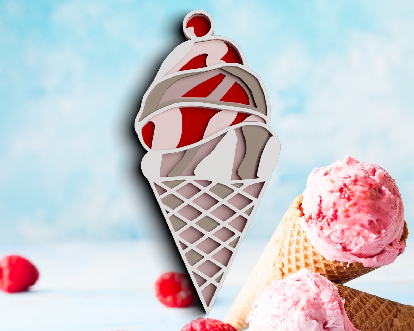 3D Ice Cream SVG DXF 5 Layer Summer Svg 3D Mandala Svg - Etsy