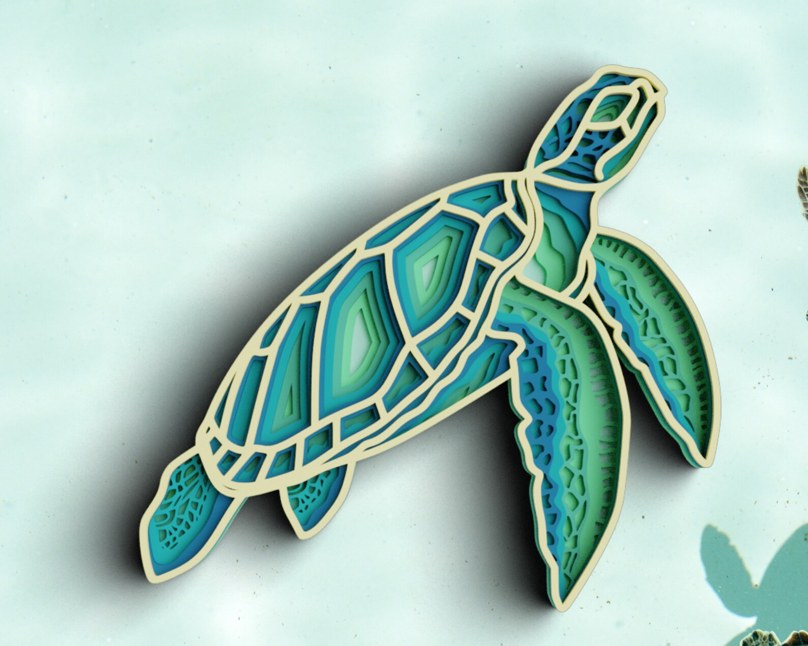 3D Sea Turtle SVG DXF 6 Layer Ocean Svg 3D Mandala Svg - Etsy