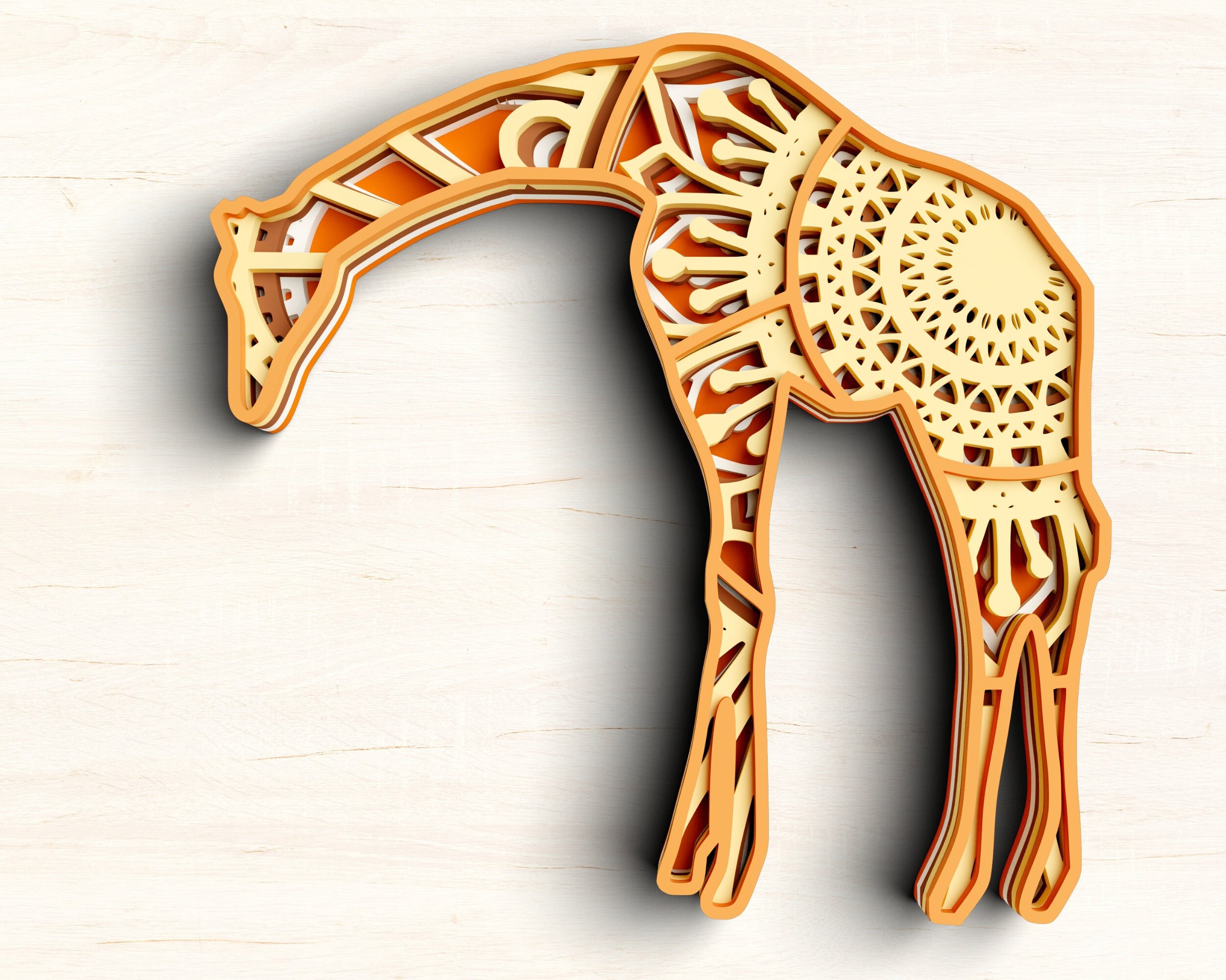 3D Giraffe SVG DXF 5 Layer Animal Svg 3D Mandala Svg - Etsy