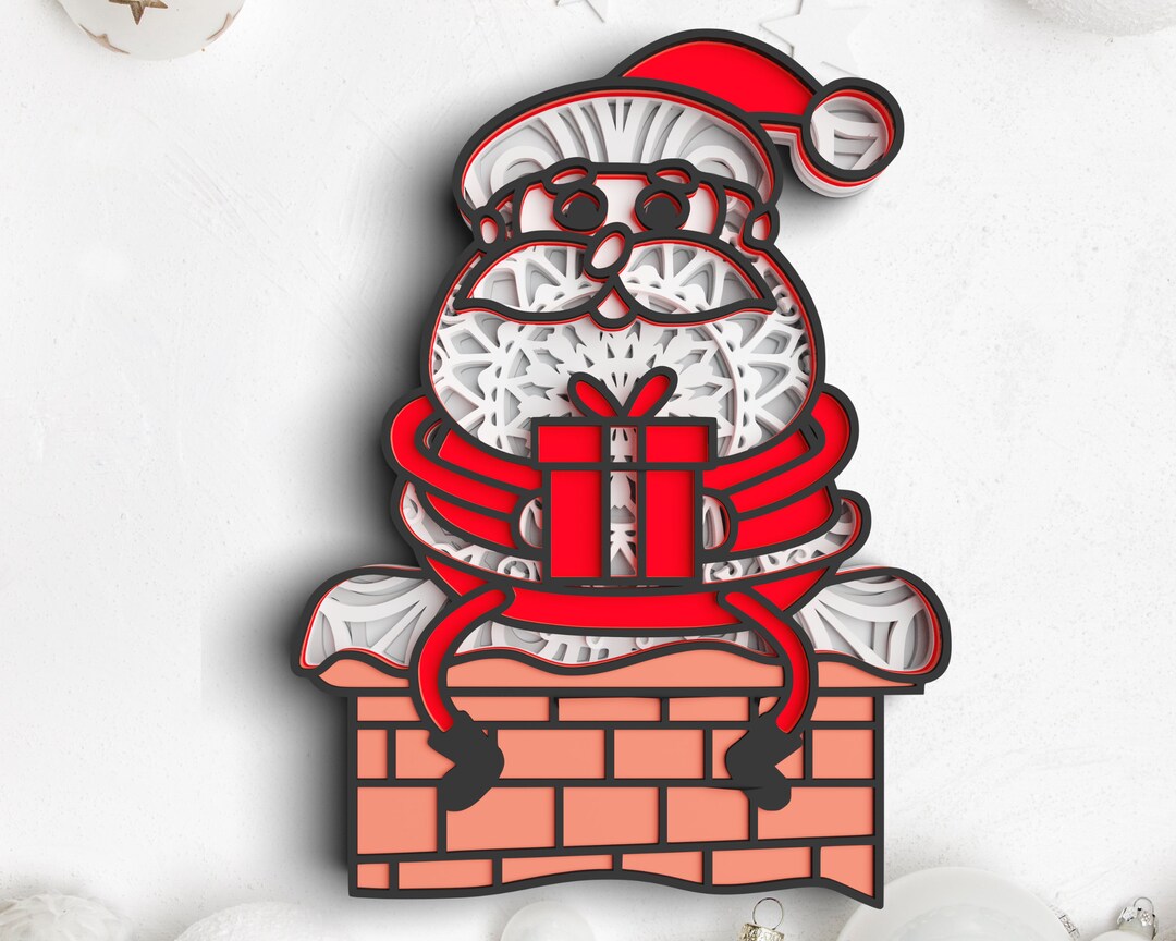 3D Santa SVG DXF 7 Layers Christmas Svg 3D Mandala Svg Layered Mandala ...